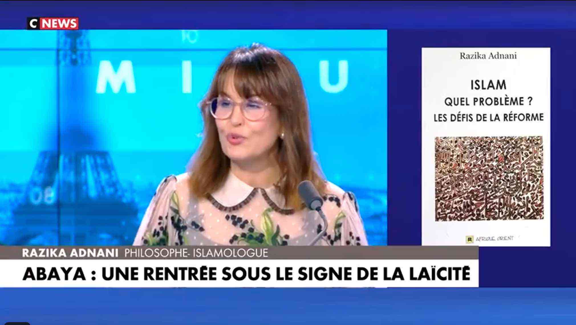 Entretien de Razika Adnani sur Cnews – Razika Adnani